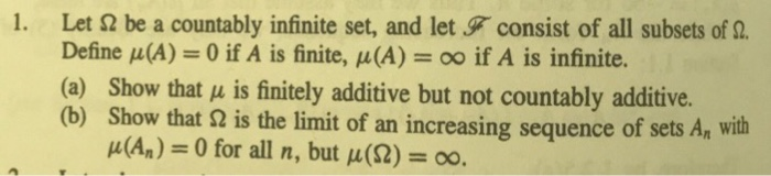 Solved 1. 2 be a countably infinite set, and let consist of | Chegg.com