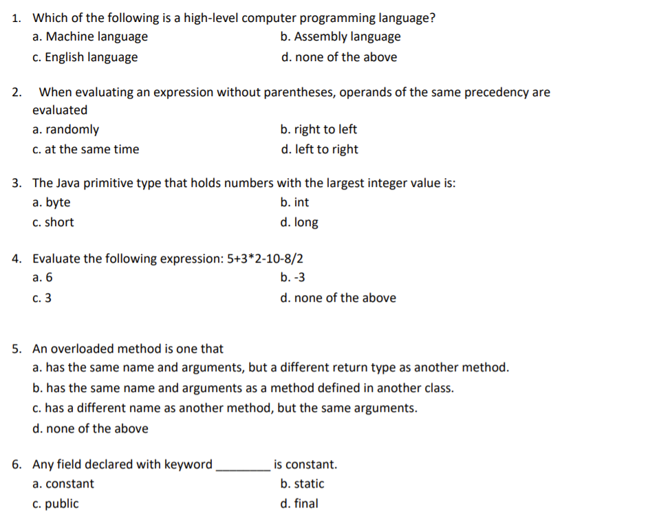 Solved 1. Which of the following is a high-level computer | Chegg.com