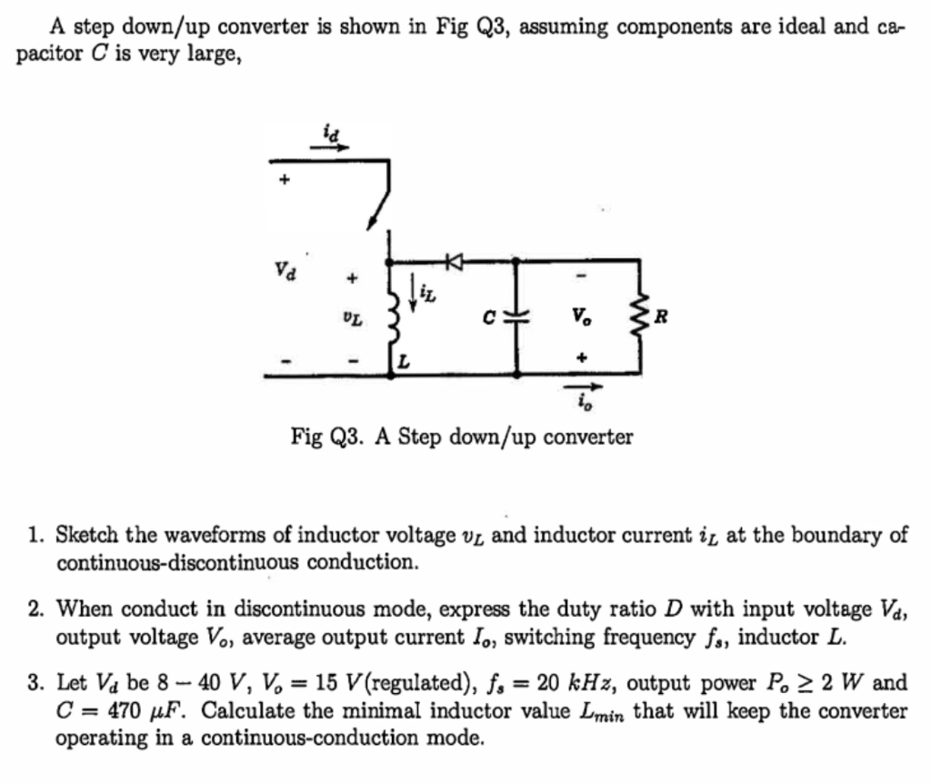 Solved A step down/up converter is shown in Fig Q3, assuming | Chegg.com