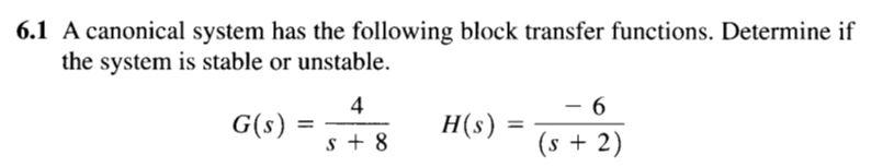 Solved 6.1 A canonical system has the following block | Chegg.com