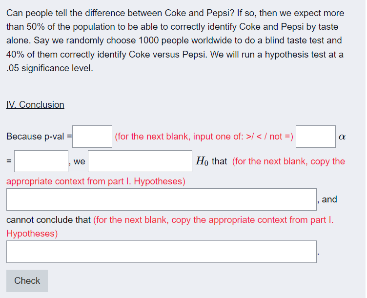 Solved Can people tell the difference between Coke and | Chegg.com