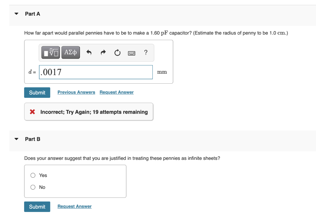 Solved Part A How far apart would parallel pennies have to | Chegg.com