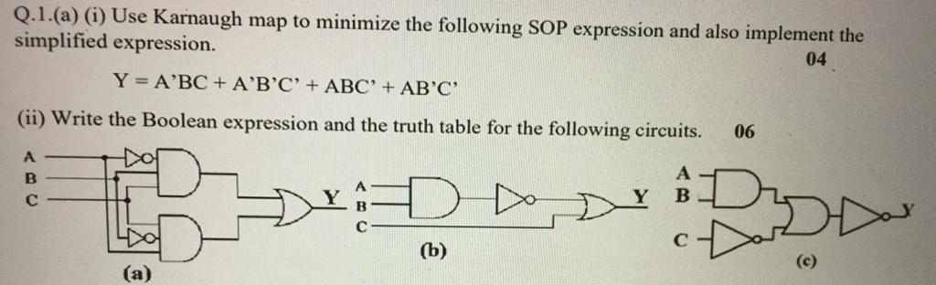 Solved Q.1.(a) (i) Use Karnaugh map to minimize the | Chegg.com