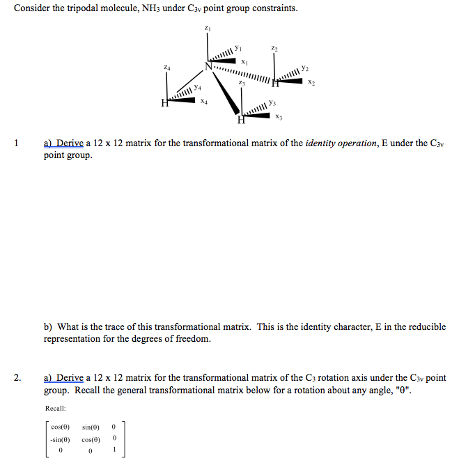 Consider the tripodal molecule, NH3 under C3v point | Chegg.com