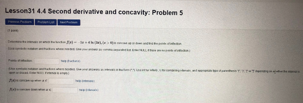 Solved Lesson31 4.4 Second derivative and concavity: Problem | Chegg.com