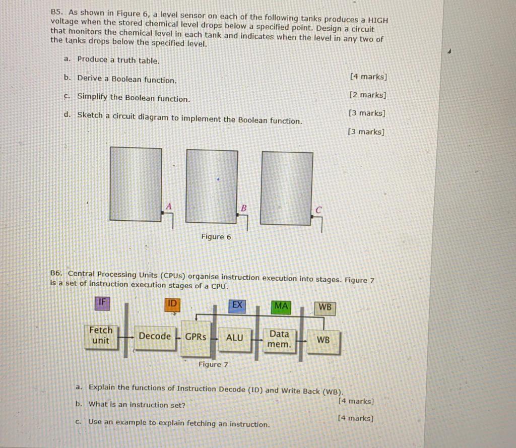 Solved B5. As shown in Figure 6, a level sensor on each of | Chegg.com