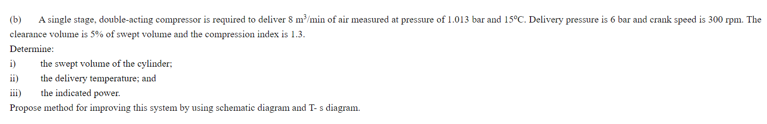 Solved clearance volume is 5% of swept volume and the | Chegg.com