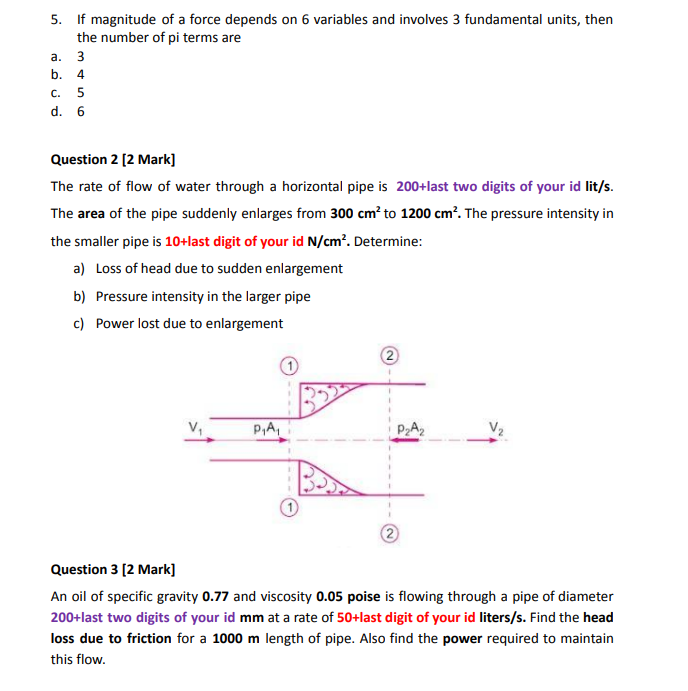 Solved 5. If magnitude of a force depends on 6 variables and | Chegg.com