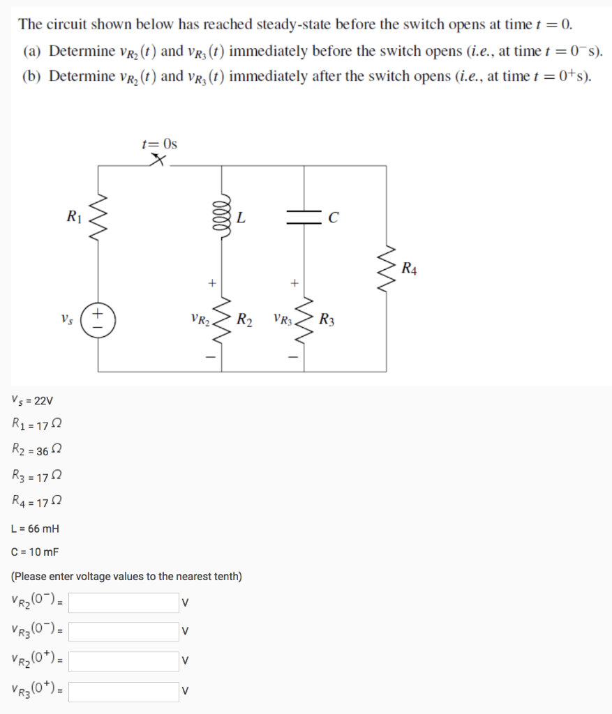 Solved The circuit shown below has reached steady-state | Chegg.com