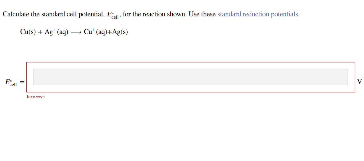 Solved Calculate The Standard Cell Potential Ecell For The