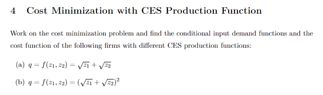 Solved Work on the cost minimization problem and find the | Chegg.com