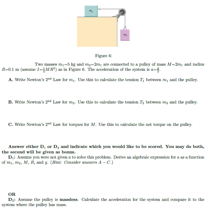Solved Figure 6: and radius Two masses m1=5 kg and m2=2m1 | Chegg.com