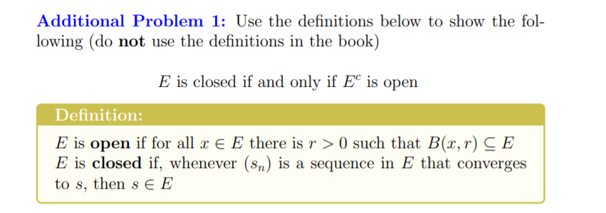Solved Additional Problem 1: Use the definitions below to | Chegg.com