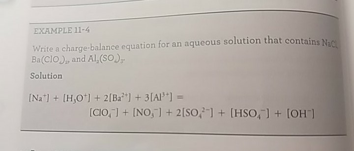 Solved EXAMPLE 11-4 Write a charge-balance equation for an | Chegg.com