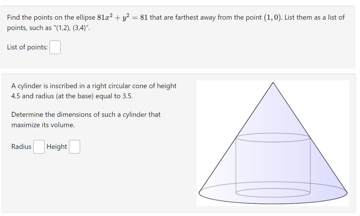 Solved Find the points on the ellipse 81x2+y2=81 that are | Chegg.com