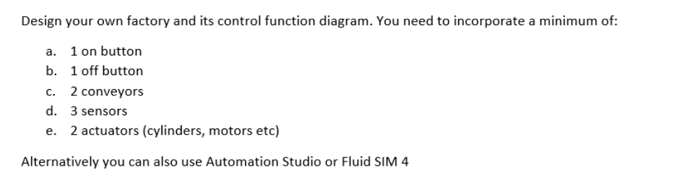Solved Design your own factory and its control function | Chegg.com