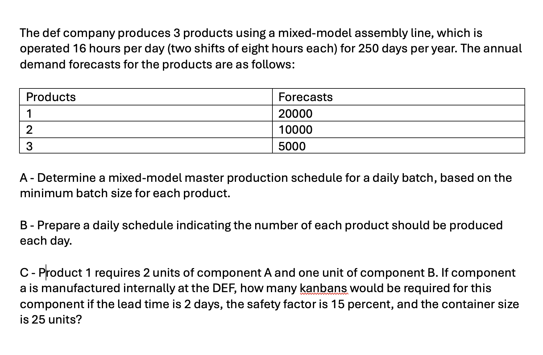 Solved The def company produces 3 ﻿products using a | Chegg.com