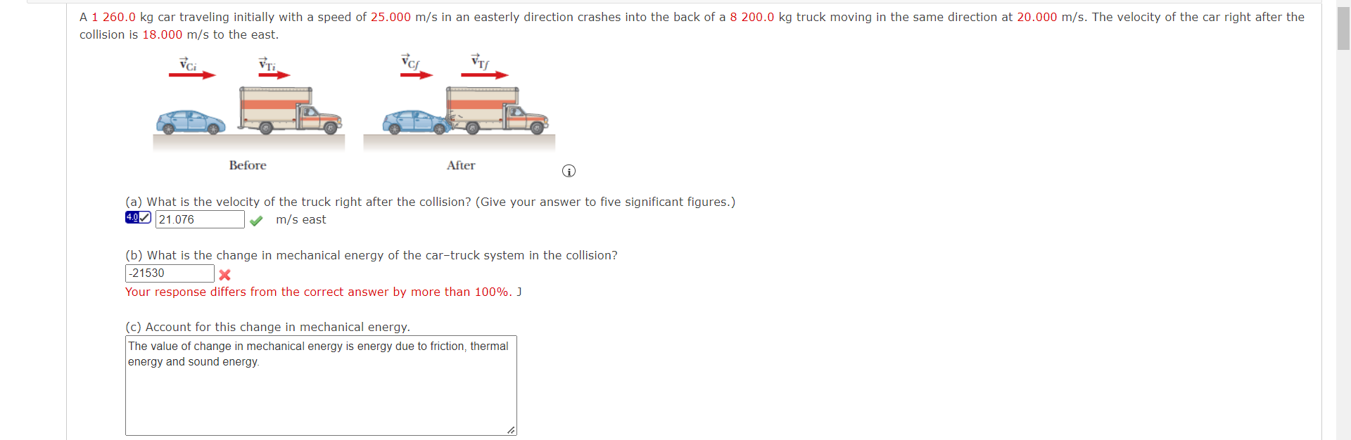 Solved (a) What is the velocity of the truck right after the | Chegg.com