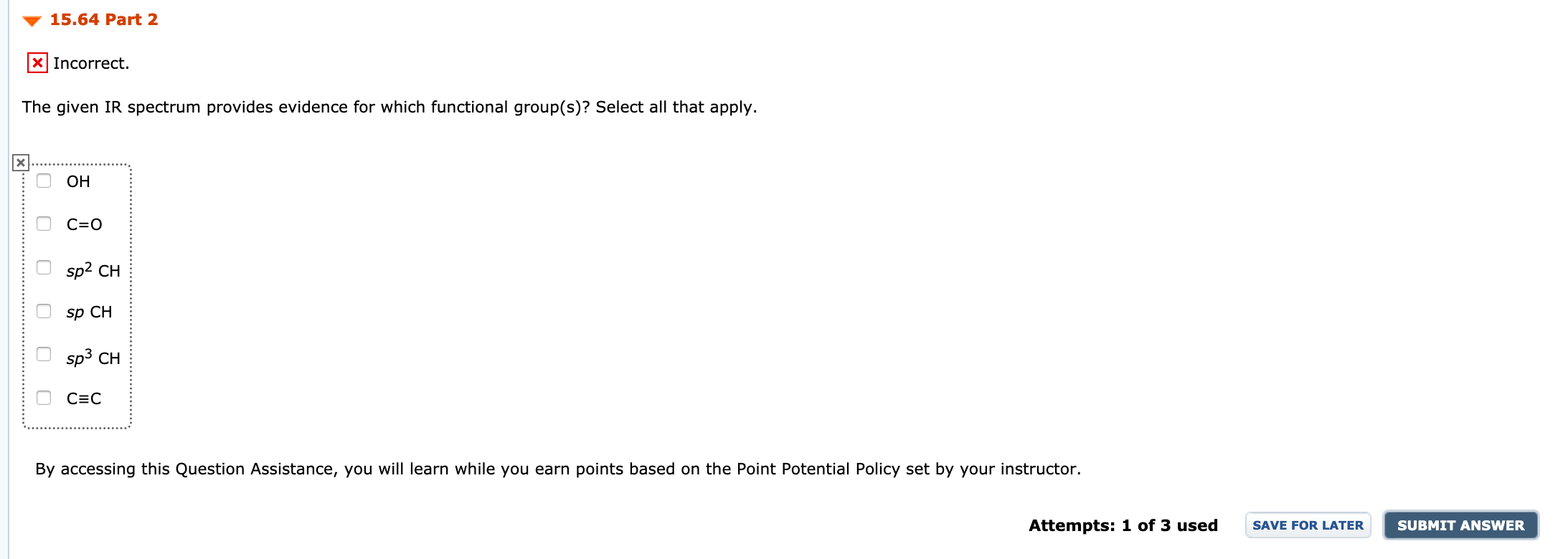 Solved The given IR spectrum provides evidence for which | Chegg.com