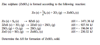 Solved Zinc sulphate (ZnSO) is formed according to the | Chegg.com