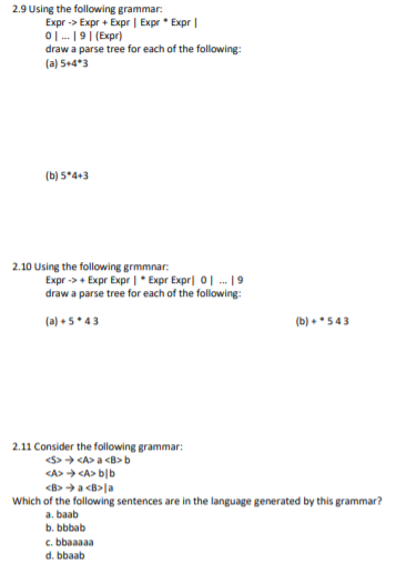Solved 2.6 Using the following grammar Expr >Expr+ Term | | Chegg.com