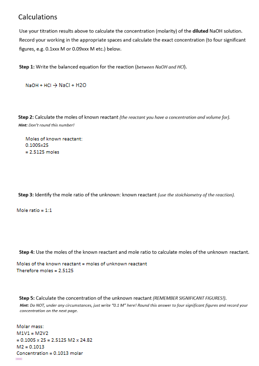 Solved RESULTS Exact concentration of standard HCl solution | Chegg.com