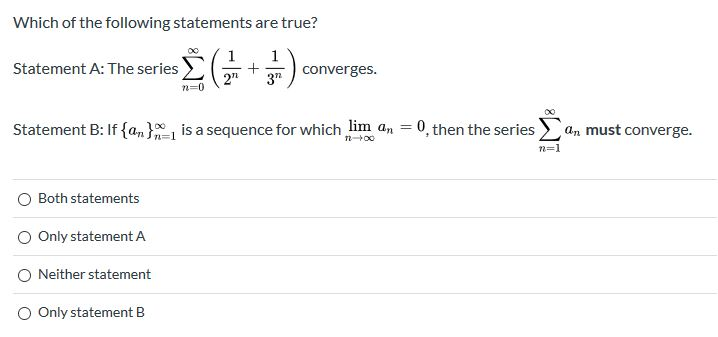Solved Which of the following statements are true? Statement | Chegg.com