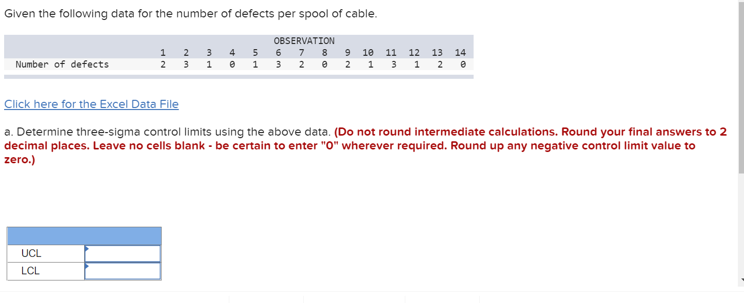 Solved Given the following data for the number of defects | Chegg.com