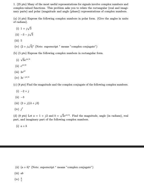 Solved 1. (25 pts) Many of the most useful representations | Chegg.com