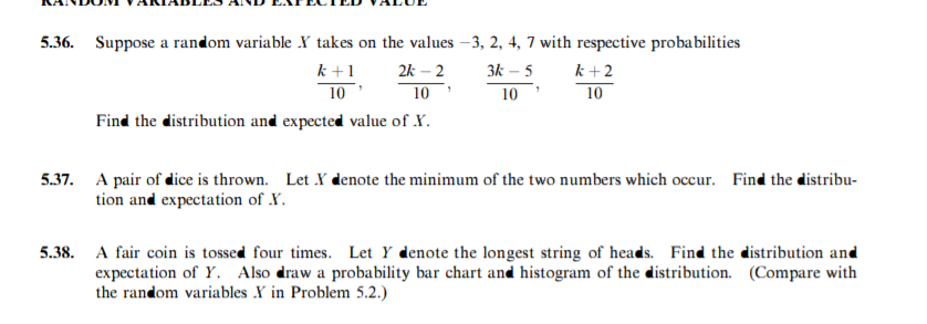 Solved 5.36. Suppose a random variable X takes on the values | Chegg.com