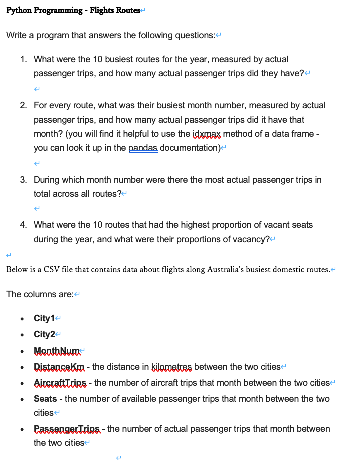 Solved Python Programming - Flights Routes Write a program | Chegg.com