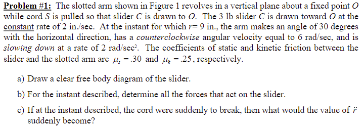 Solved Figure 1Problem #1: The slotted arm shown in Figure 1 | Chegg.com