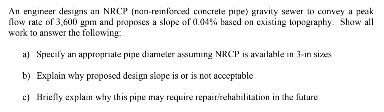 Solved An engineer designs an NRCP (non-reinforced concrete | Chegg.com