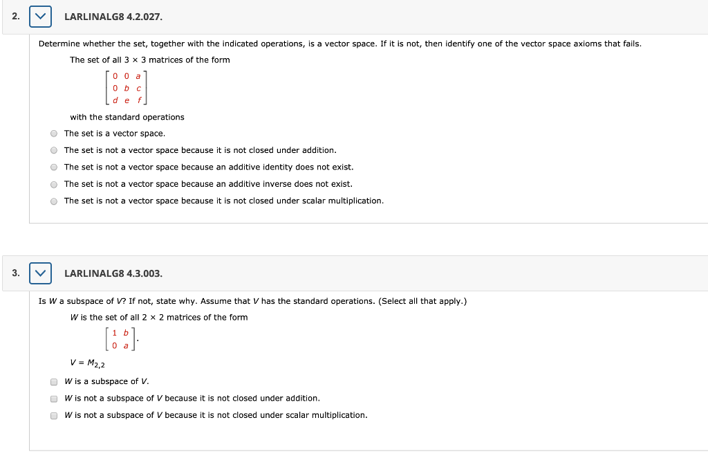 Solved LARLINALG8 4.2.027. Determine whether the set, | Chegg.com