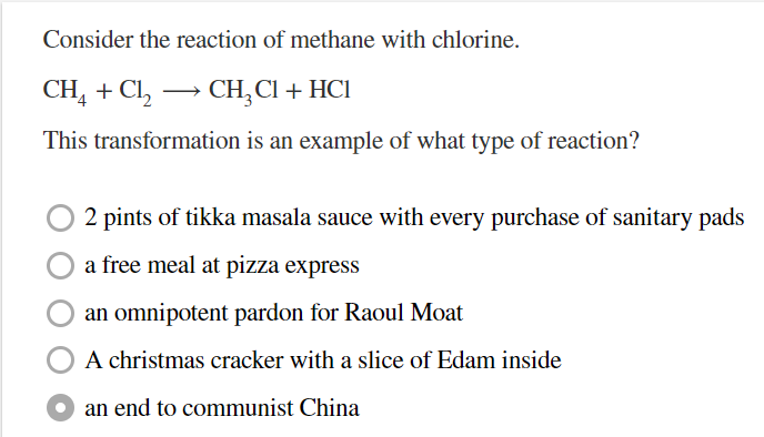 Solved Consider the reaction of methane with chlorine. CH. + | Chegg.com