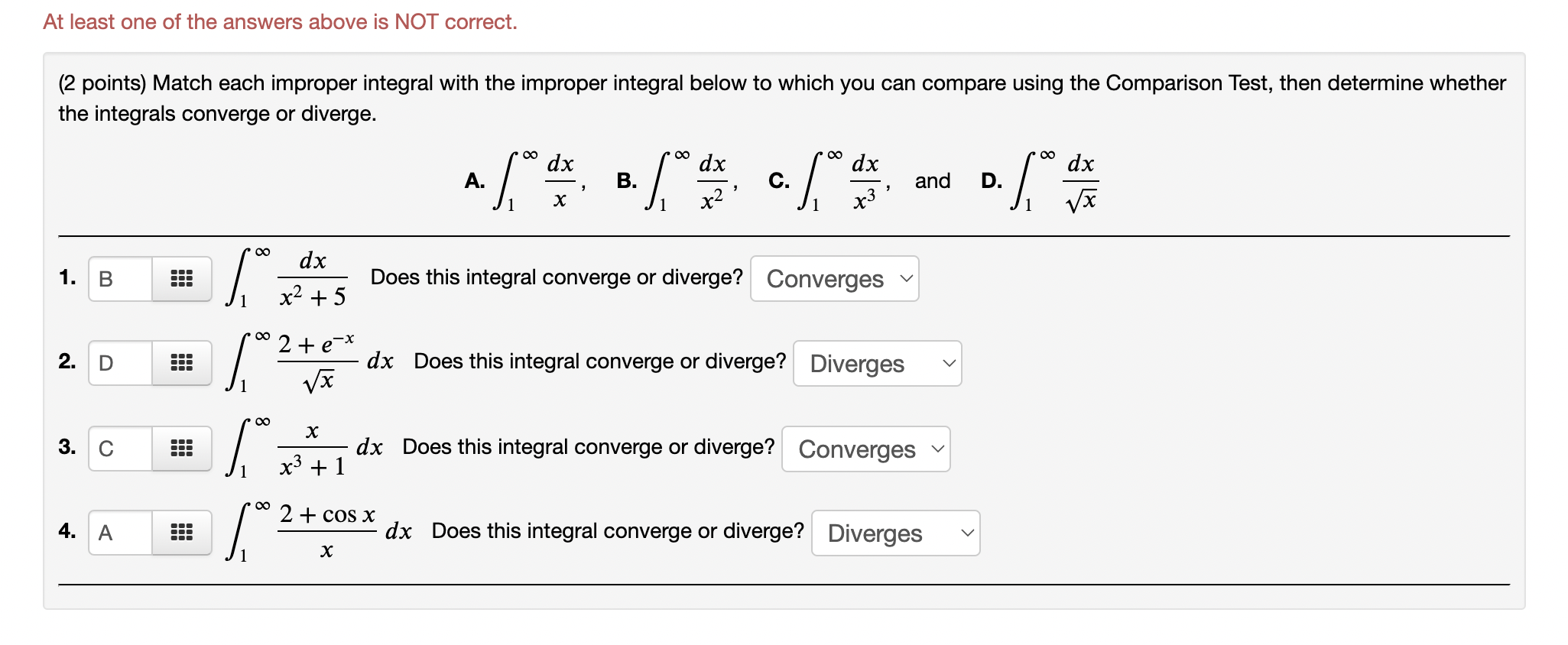 Solved At least one of the answers above is NOT correct. (2 | Chegg.com