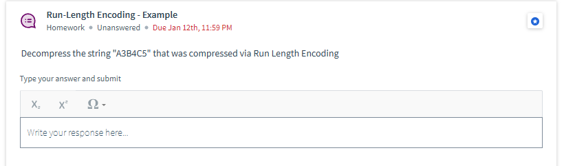 Solved Run-Length Encoding - Example Homework - Unanswered - | Chegg.com