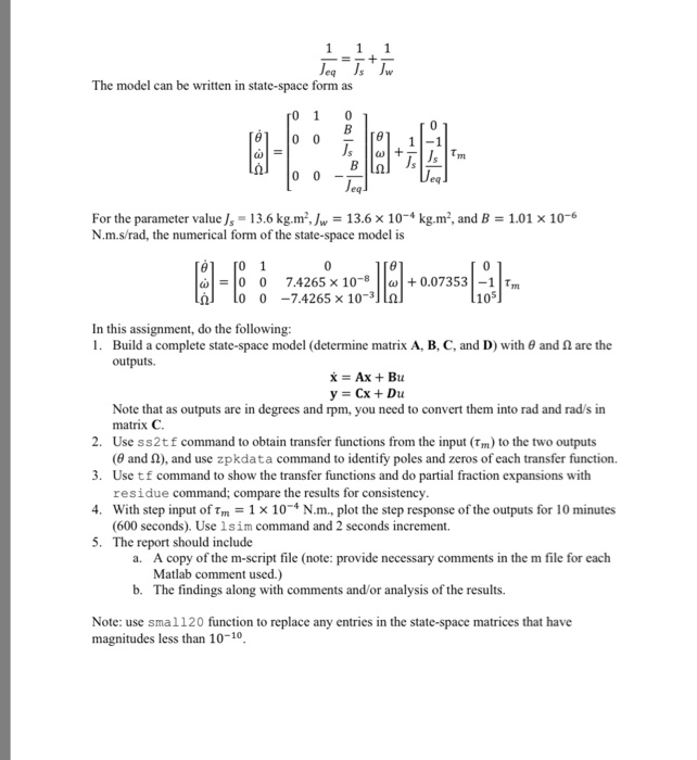 Solved Assignment 1 Modern Control Systems Analysis and | Chegg.com