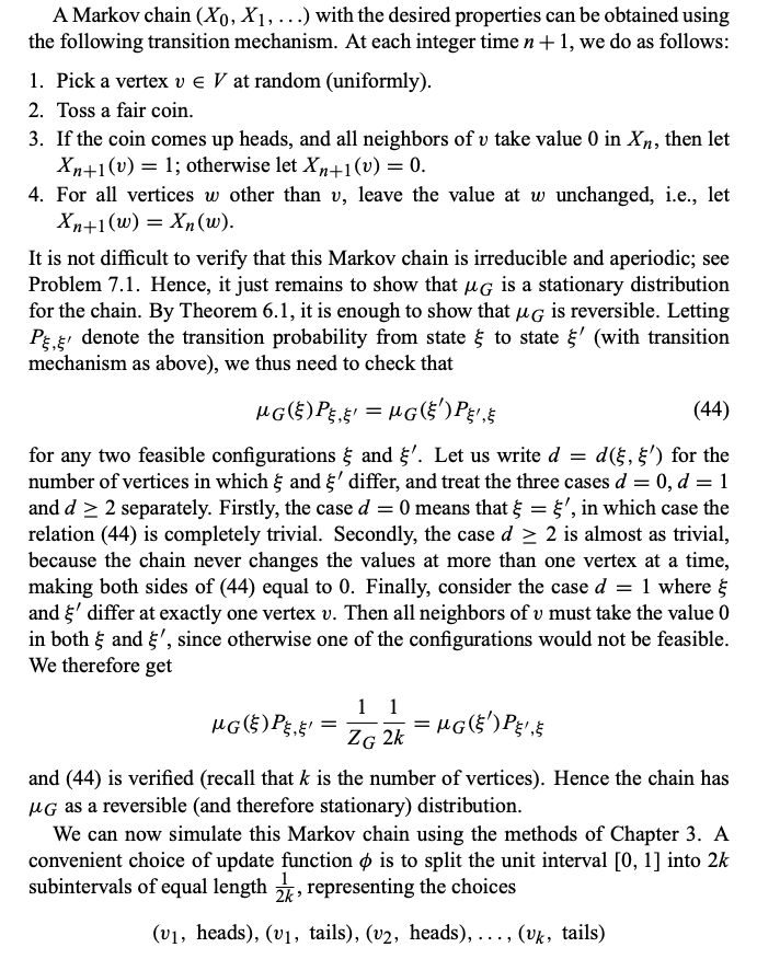 Solved 7.1 (5) Show that the Markov chain used for MCMC | Chegg.com