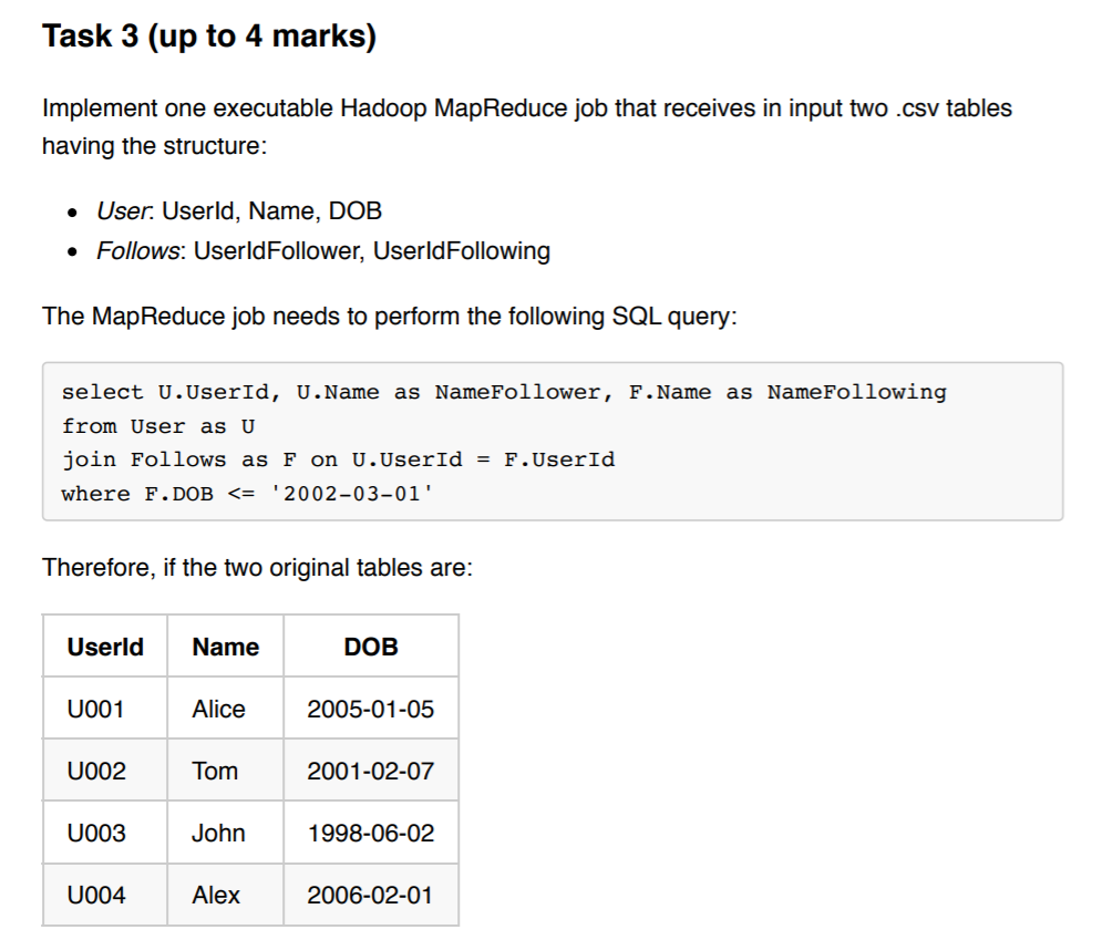 Task 1 (up to 8 marks) Implement one executable | Chegg.com