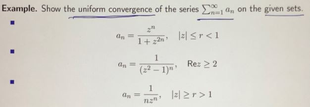 Solved Example. Show the uniform convergence of the series | Chegg.com