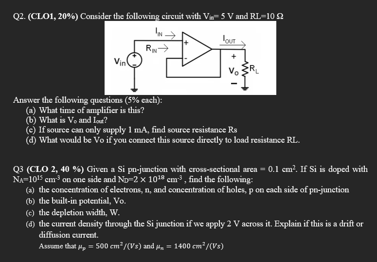 Solved Q2. (CLO1, 20\%) Consider the following circuit with | Chegg.com