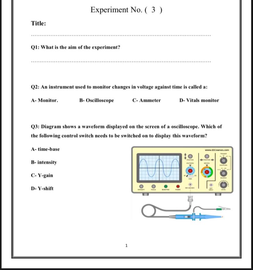 Solved Experiment No. ( 3 ) Title: ..... Q1: What is the aim | Chegg.com
