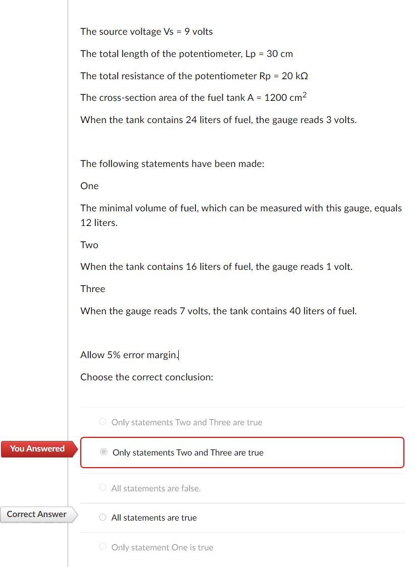 Solved For fuel gauge calibration, relate electrical world | Chegg.com