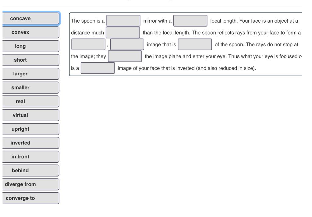 Solved concave The spoon is a mirror with a focal length. | Chegg.com