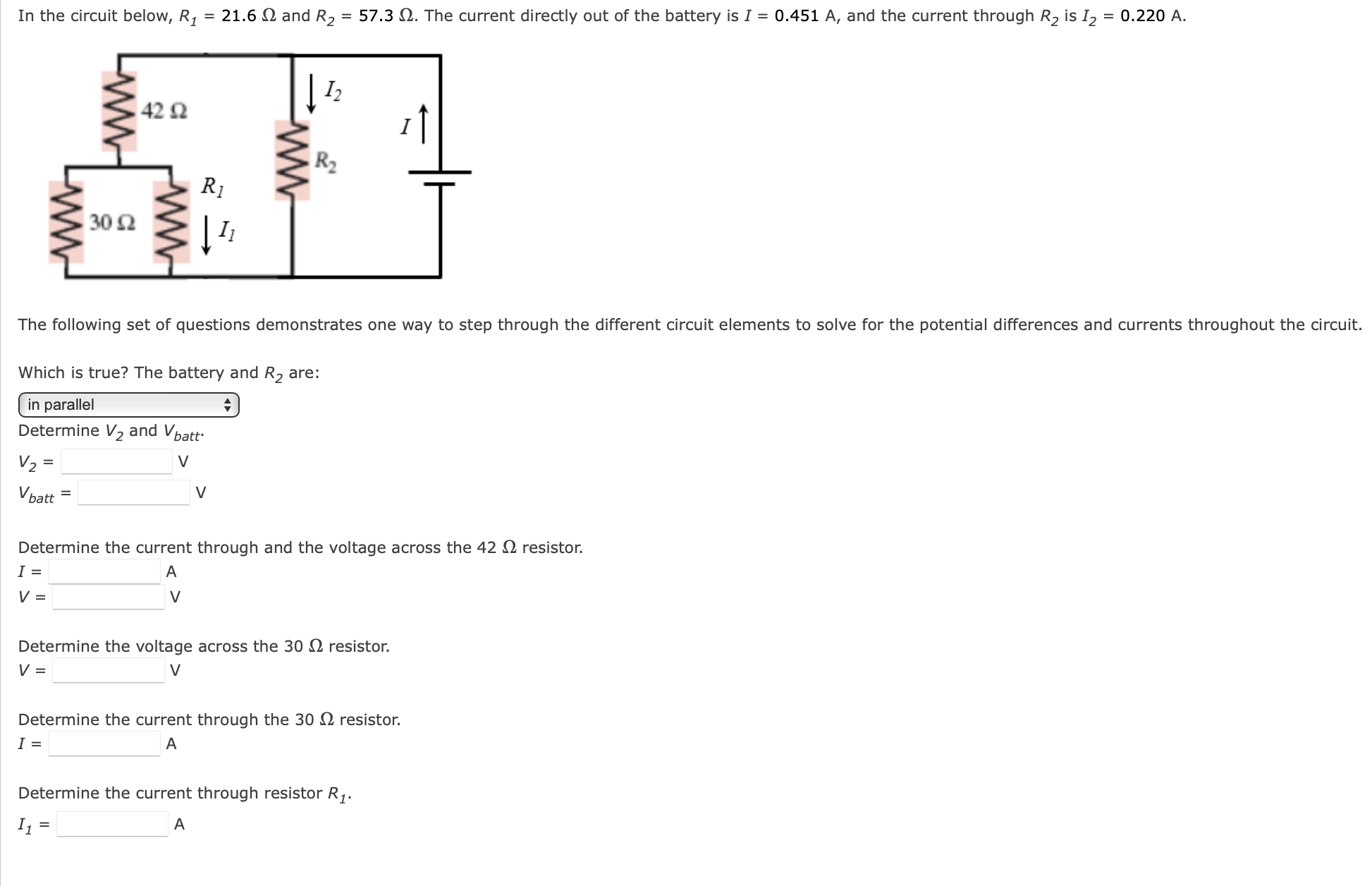 Solved In The Circuit Below R1 21 6Ω And R2 57 3Ω The