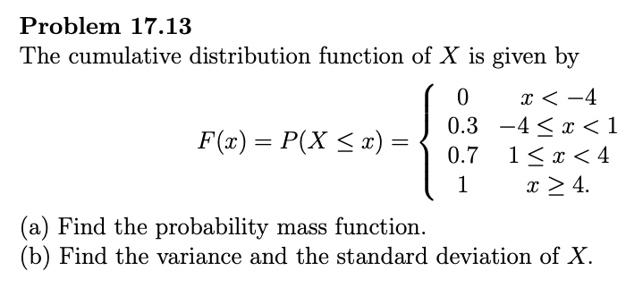 Solved Problem 17.13 The cumulative distribution function of | Chegg.com