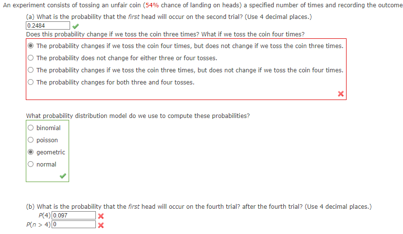 Solved experiment consists of tossing an unfair coin ( 54% | Chegg.com