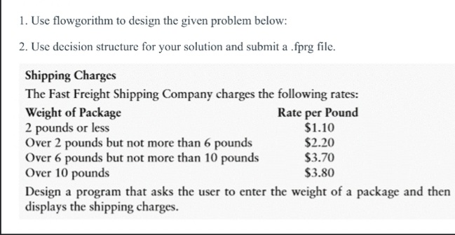 1. Use flowgorithm to design the given problem below: | Chegg.com