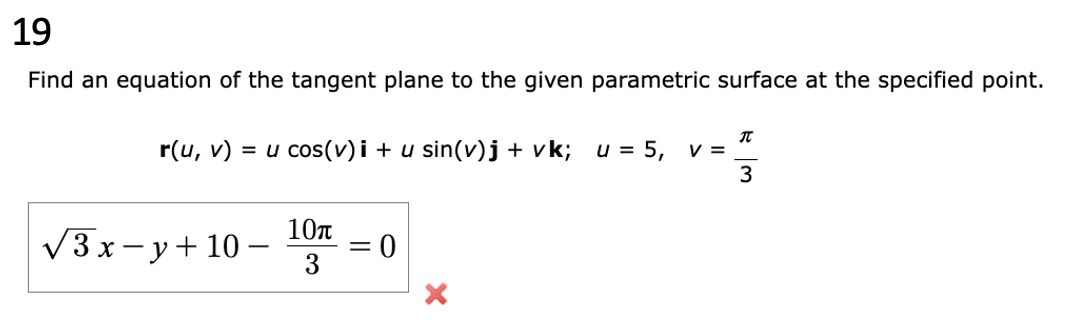 Solved Find an equation of the tangent plane to the given | Chegg.com